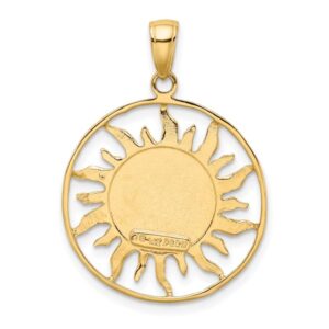 IceCarats 14K Yellow Gold Sun Crescent Moon Stars Necklace Charm Pendant 31mm x 22mm Only