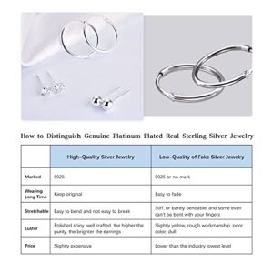 LANE WOODS 3 Pairs Sterling Silver Hoop Stud Earrings Sets for Women: Hypoallergenic Small Tiny Ball Stud CZ Dainty Endless Sterling Silver Huggie Hoops Earrings Piecing Jewelry for Women Sensitive Ears