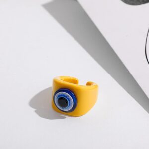 4/8pcs Retro Trendy Y2K Style Acrylic Resin Rings Set Handmade Cute Colorful Candy Finger Rings for Women Teen Girls-Evil Eye