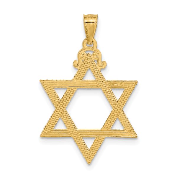 14K Yellow Gold Star of David Jewish Magen Necklace Judaica Religious Pendant Israel Charm Only