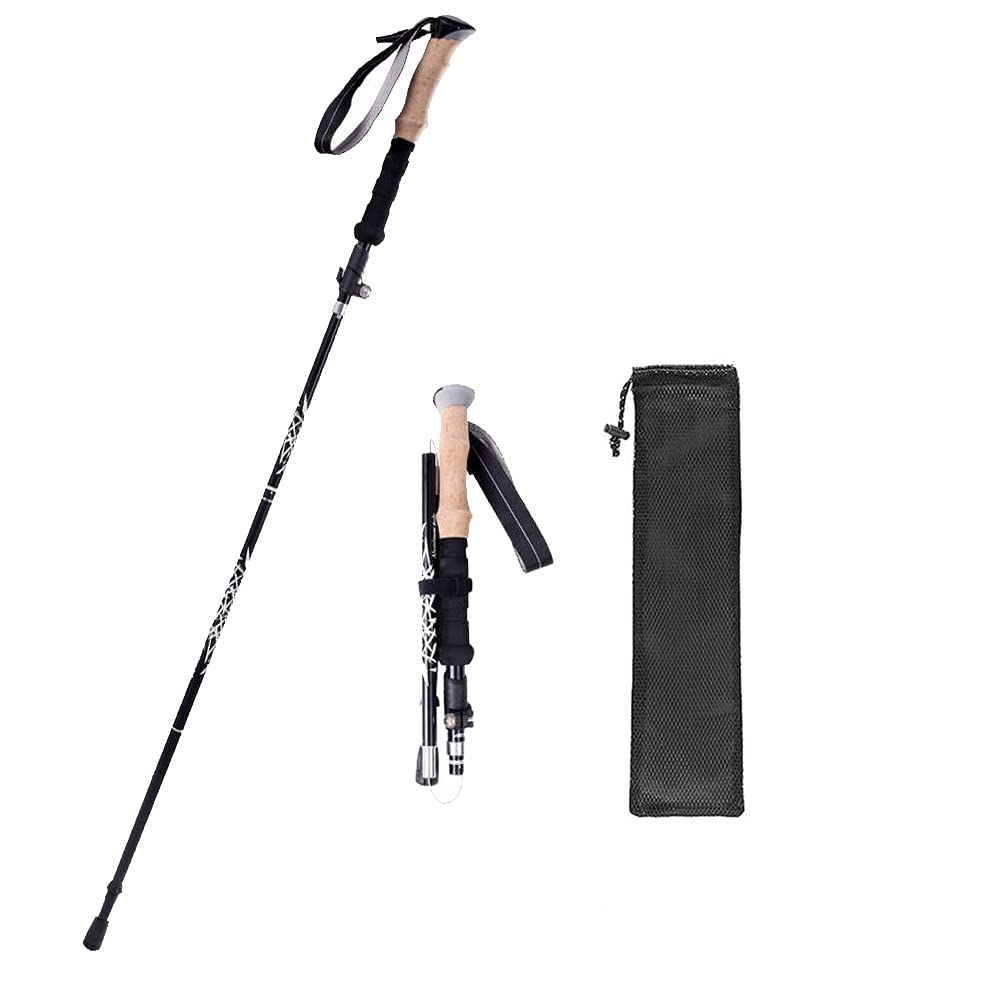 WEISIYU Trekking Hiking Poles - Collapsible and Telescopic Walking Sticks with Natural Cork Handle and Extended EVA Grips for Backpacking Camping