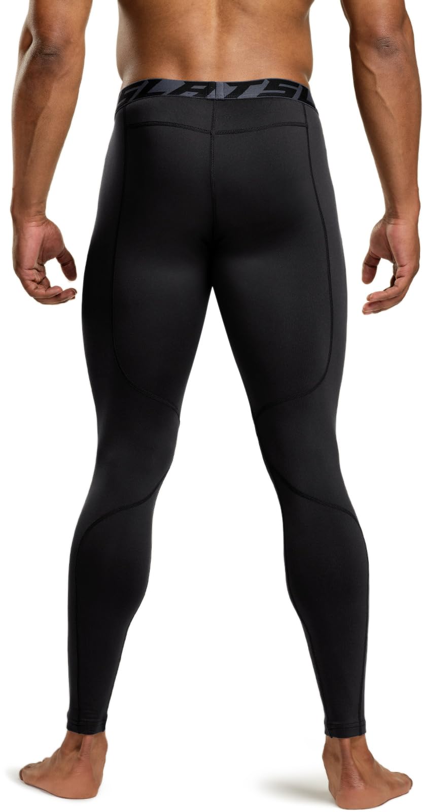 TSLA Men's Thermal Compression Pants, Athletic Sports Leggings & Running Tights, Wintergear Base Layer Bottoms, Heatlock Jet Black, Large