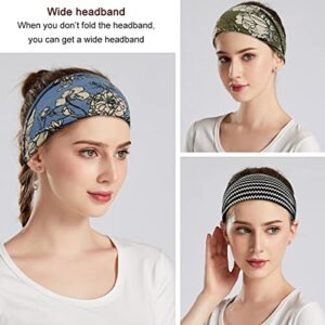 YONUF Boho Headbands For Women Fashion Wide Headband Yoga Workout Head Bands Hair Accessories Band 6 Pack