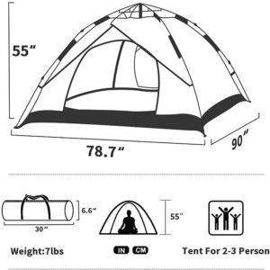 Napfox Pop up Camping Tent Outdoor Waterproof 3-4 Person Folding Cabin Tent Hiking Family Camping Tent Family Tent Travel Season (Blue)