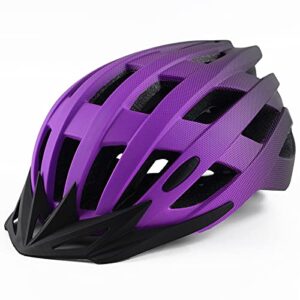 adult bike helmets, adjustable mens womens bicycle helmet, lightweight road mountain cycling safety sports helmets with detachable visor purple