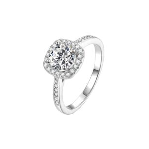 stargems 1ct moissanite 925 sterling silver platinum plated zirconia bezeled vintage four prong ring b4447-2ct-8