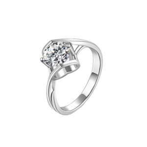 stargems 1ct moissanite 925 sterling silver platinum plated hollow-out heart setting romantic two prong ring b4438-1ct-8