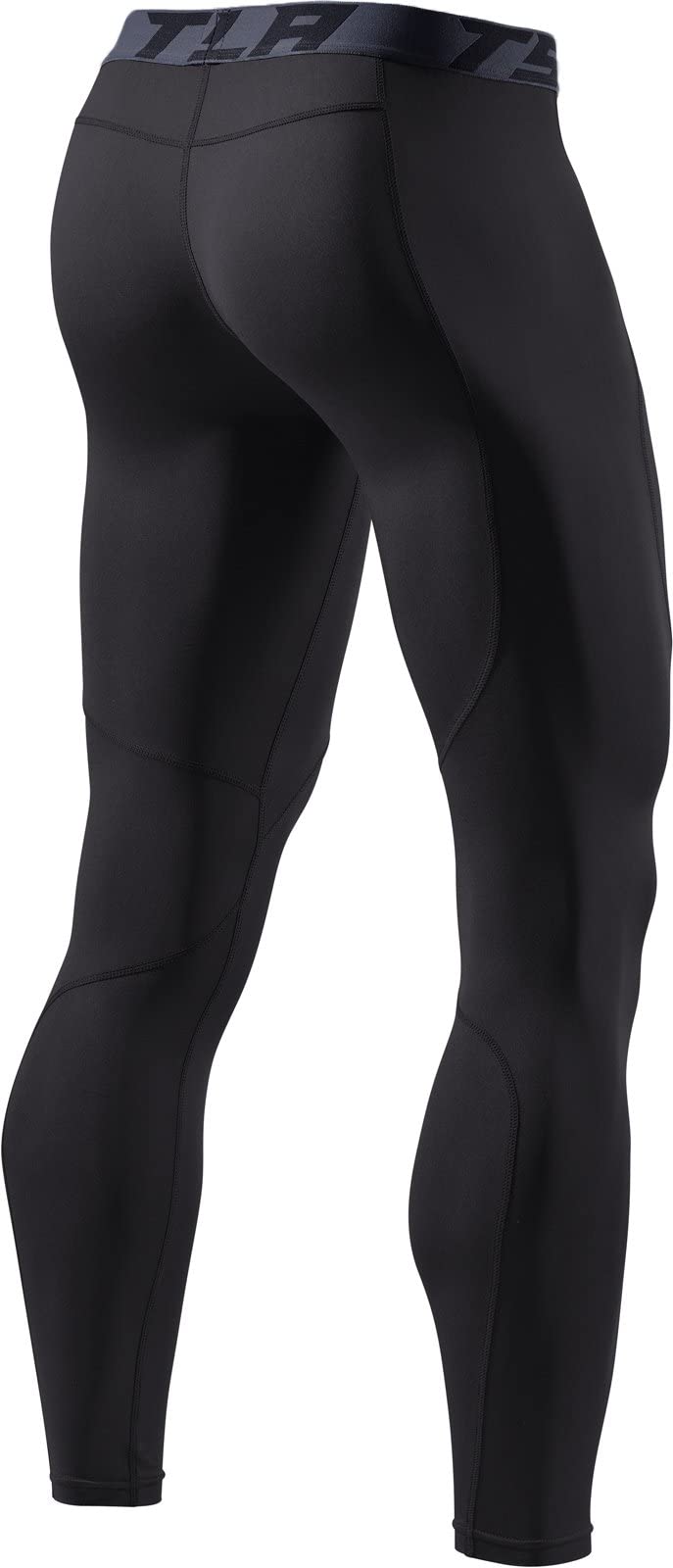 TSLA Men's Thermal Compression Pants, Athletic Sports Leggings & Running Tights, Wintergear Base Layer Bottoms, Heatlock Jet Black, Large