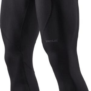 TSLA Men's Thermal Compression Pants, Athletic Sports Leggings & Running Tights, Wintergear Base Layer Bottoms, Heatlock Jet Black, Large