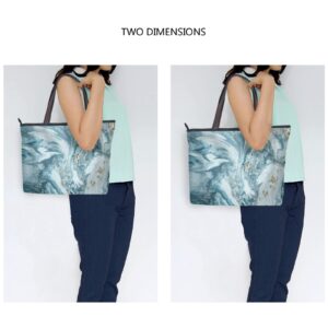 susiyo Abstract Grunge Blue Marble Tote Bags for Women Large Capacity Handbag With Zipper - L Size