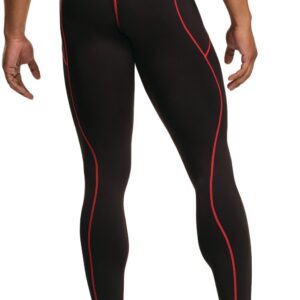 TSLA Men's Thermal Compression Pants, Athletic Sports Leggings & Running Tights, Wintergear Base Layer Bottoms, 2pack Tights Black&red/Woodland Slash Black, X-Large