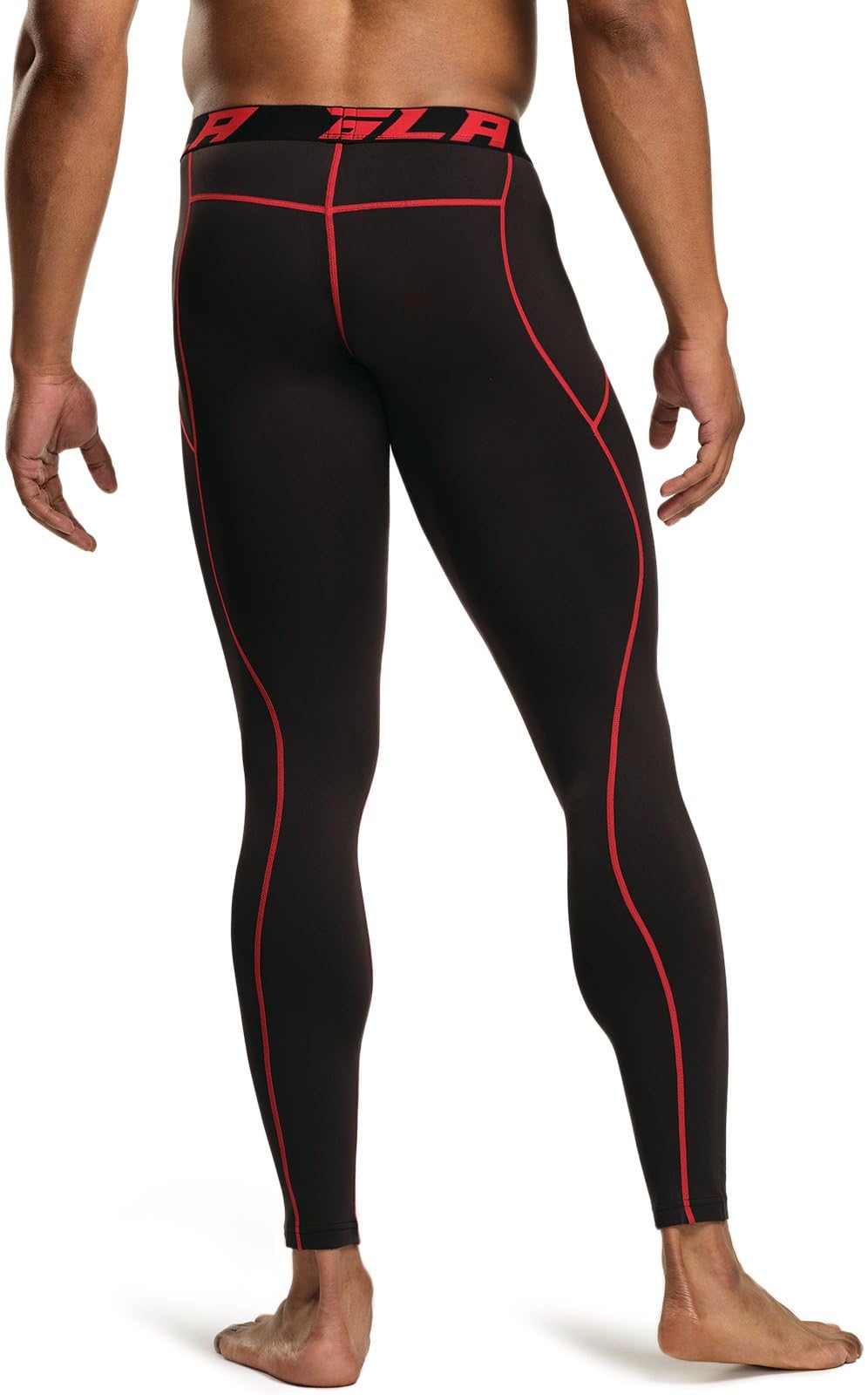 TSLA Men's Thermal Compression Pants, Athletic Sports Leggings & Running Tights, Wintergear Base Layer Bottoms, 2pack Tights Black&red/Woodland Slash Black, X-Large