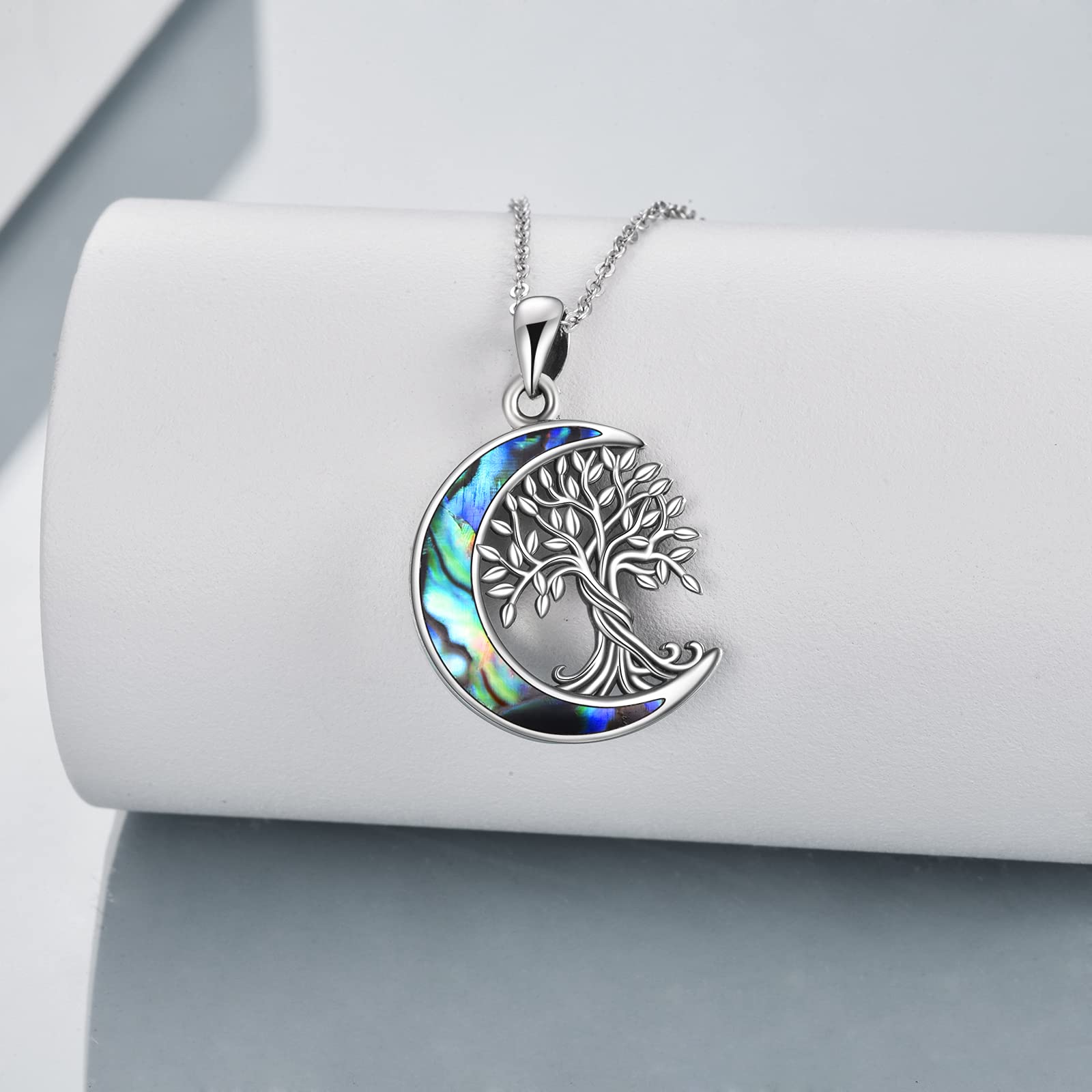 ONEFINITY Tree of Life Urn Necklaces for Ashes Sterling Silver Celtic Knot Moon Tree of Life Cremation Jewelry for Ashes Memory Jewelry for Women Men