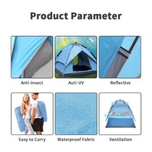 Napfox Pop up Camping Tent Outdoor Waterproof 3-4 Person Folding Cabin Tent Hiking Family Camping Tent Family Tent Travel Season (Blue)