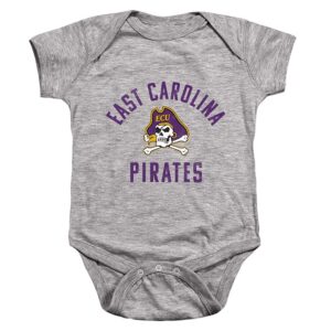 east carolina university ecu official pirates logo unisex infant snap suit for baby,athletic heather, 6 months