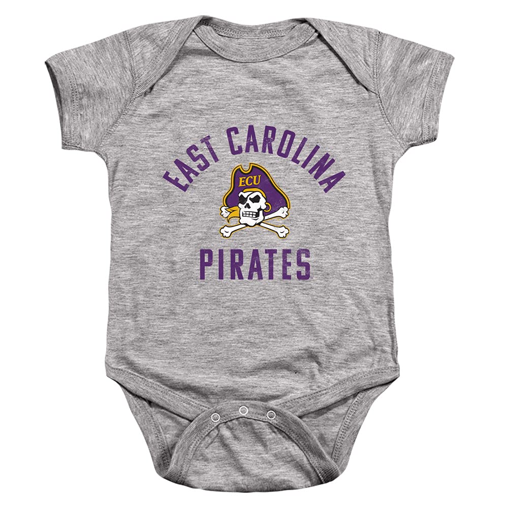 East Carolina University ECU Official Pirates Logo Unisex Infant Snap Suit for Baby,Athletic Heather, 6 Months