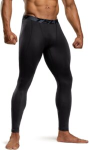 tsla men's thermal compression pants, athletic sports leggings & running tights, wintergear base layer bottoms, heatlock jet black, large