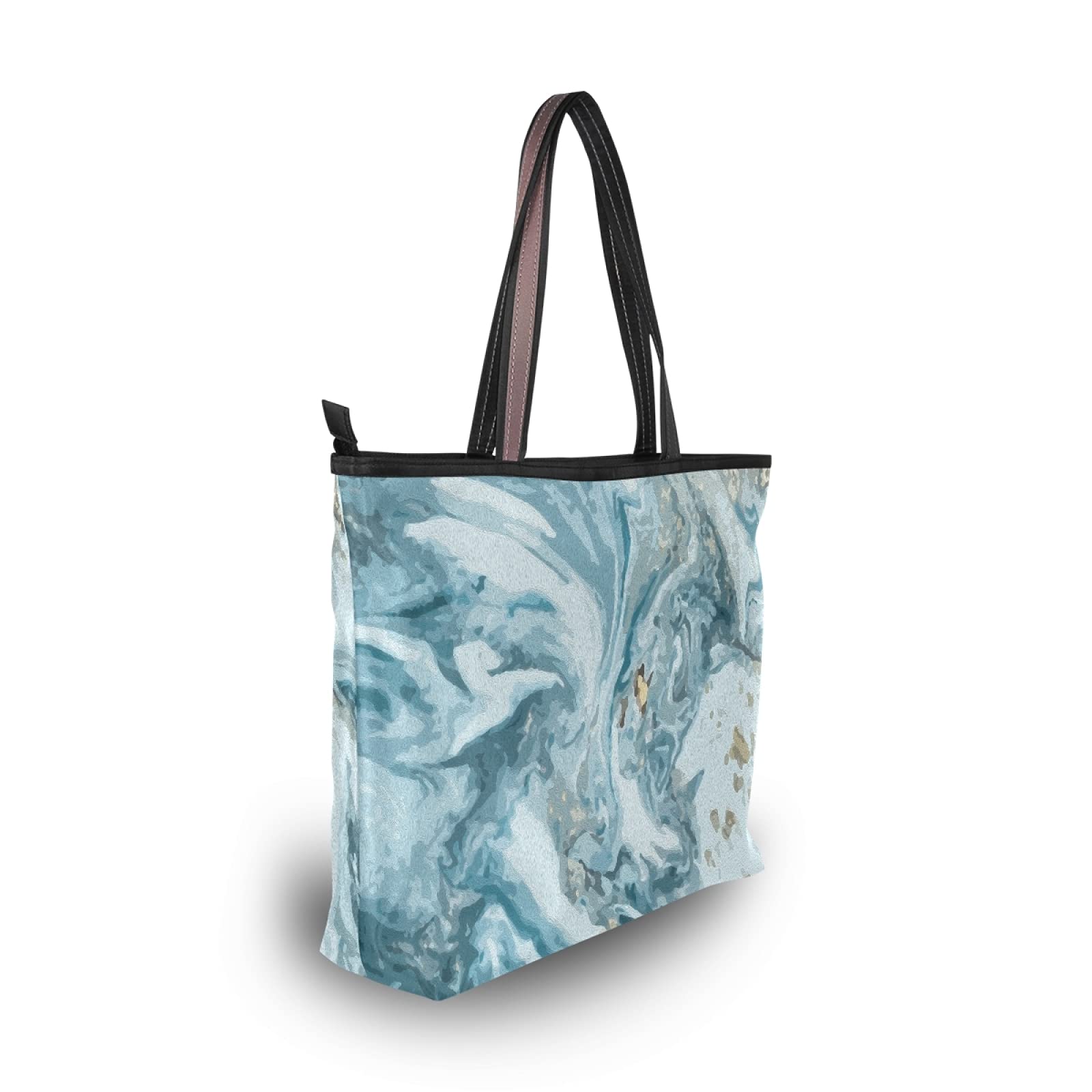 susiyo Abstract Grunge Blue Marble Tote Bags for Women Large Capacity Handbag With Zipper - L Size