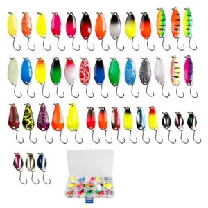 ochine fishing lures set baits tackle set for trout bass pike crappie walleye, saltwater freshwater fishing spoon lure kit metal baits hard baits single sharp hook with tackle box (5/12/43 pcs)