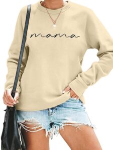 astanfy mama shirts women mama letter printed t-shirt mama graphic tee casual short sleeve tops tee (yellow, xx - large)