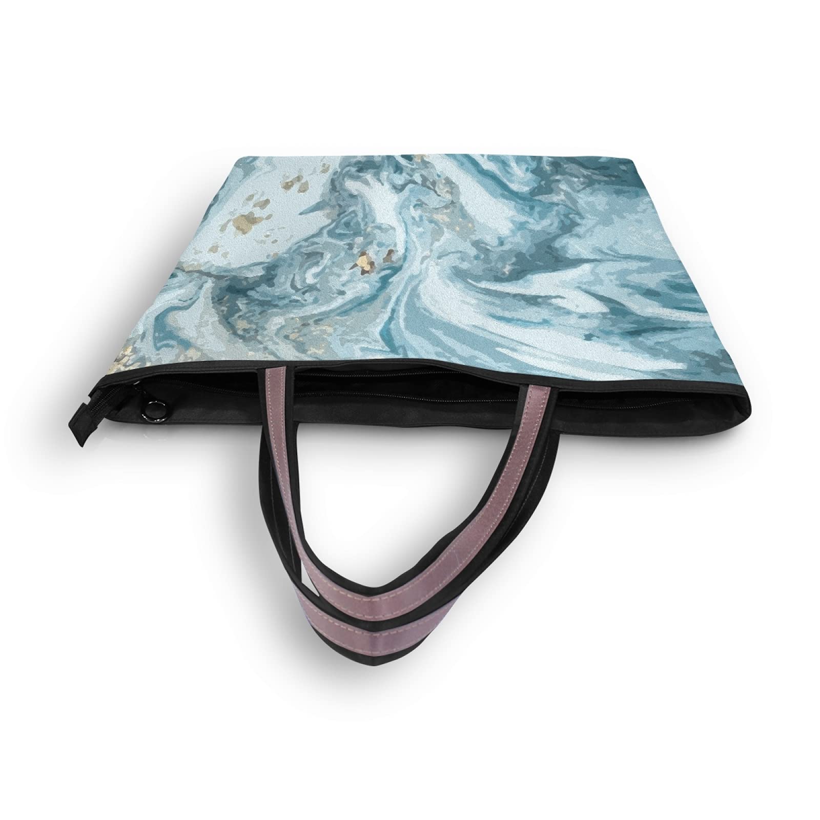 susiyo Abstract Grunge Blue Marble Tote Bags for Women Large Capacity Handbag With Zipper - L Size