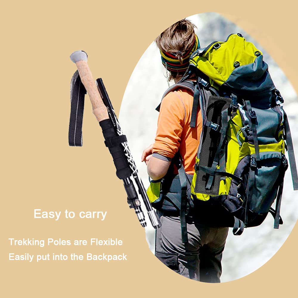 WEISIYU Trekking Hiking Poles - Collapsible and Telescopic Walking Sticks with Natural Cork Handle and Extended EVA Grips for Backpacking Camping