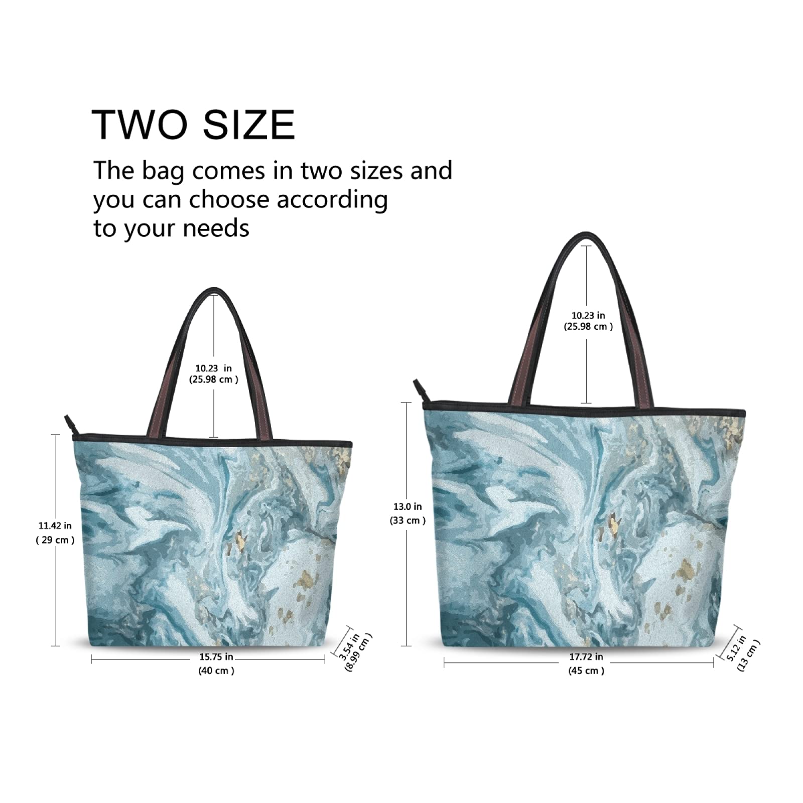 susiyo Abstract Grunge Blue Marble Tote Bags for Women Large Capacity Handbag With Zipper - L Size