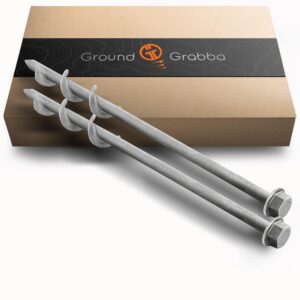 groundgrabba screw in tent stake for sand and loose ground | premium drill driven ground anchor earth screws | sand screw anchor | 2x groundgrabba pro 1 stakes