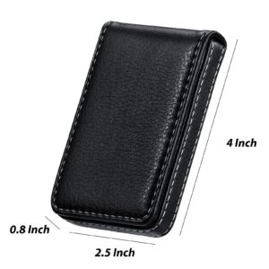 Outus 4 Pcs Business Card Holder, Business Card Wallet PU Leather Business Card Case Pocket Business Name Card Holder with Magnetic Shut Credit Card ID Case/Wallet(Black, Coffee, Gray, Navy)