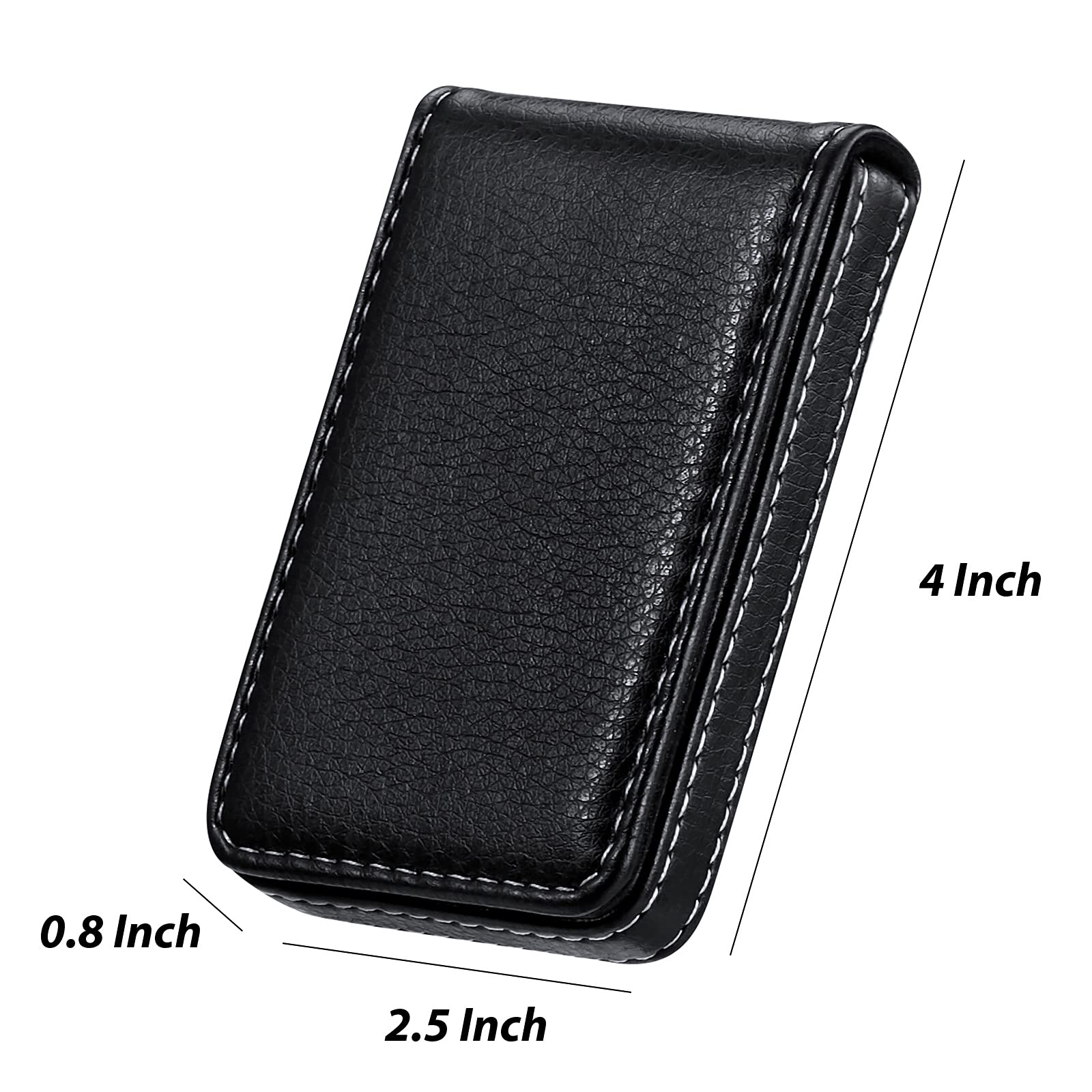 Outus 4 Pcs Business Card Holder, Business Card Wallet PU Leather Business Card Case Pocket Business Name Card Holder with Magnetic Shut Credit Card ID Case/Wallet(Black, Coffee, Gray, Navy)