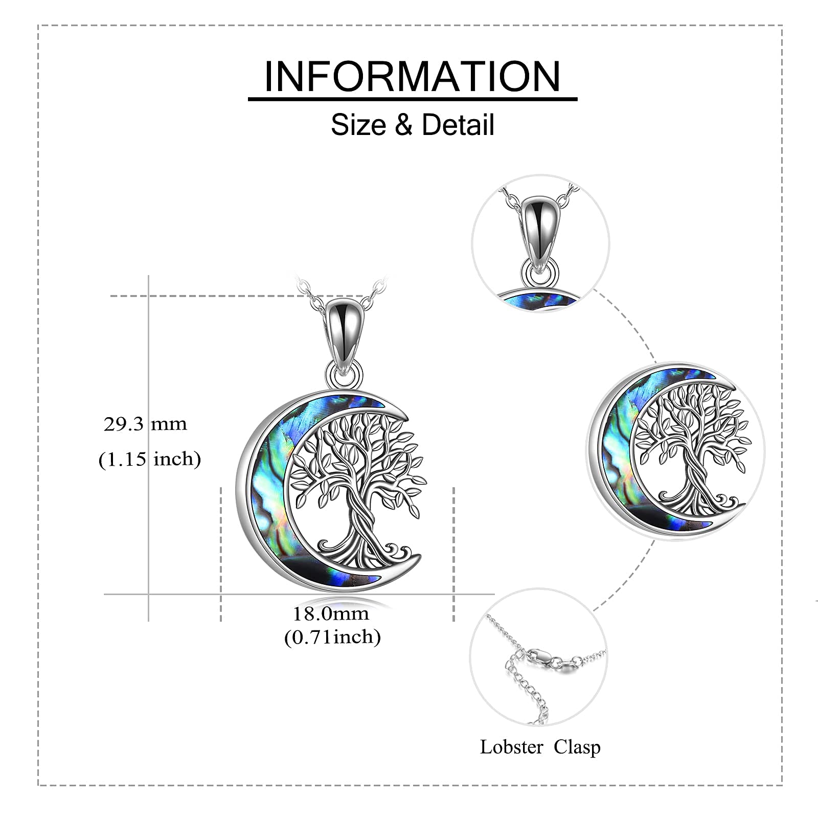 ONEFINITY Tree of Life Urn Necklaces for Ashes Sterling Silver Celtic Knot Moon Tree of Life Cremation Jewelry for Ashes Memory Jewelry for Women Men