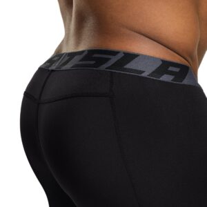 TSLA Men's Thermal Compression Pants, Athletic Sports Leggings & Running Tights, Wintergear Base Layer Bottoms, Heatlock Jet Black, Large