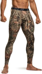 tsla men's thermal compression pants, athletic sports leggings & running tights, wintergear base layer bottoms, heatlock athletic print hunting camo, small