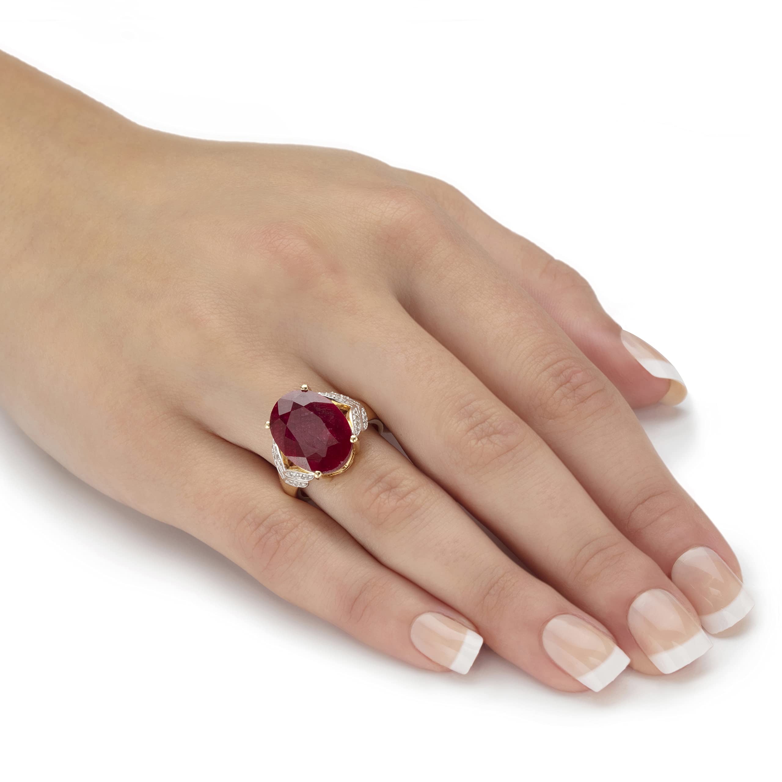 PalmBeach Yellow Gold-plated Sterling Silver Oval Cut Genuine Red Ruby and Round Genuine Topaz Ring Sizes 6-10 Size 7