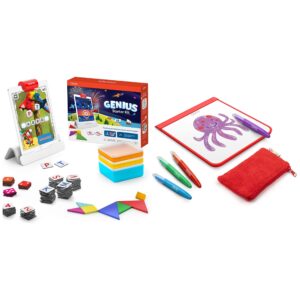 osmo - genius starter kit & monster game for ipad - ages 5-12 - math, spelling, creativity & bring monsters to life - 6 learning games (ipad base included - amazon exclusive)