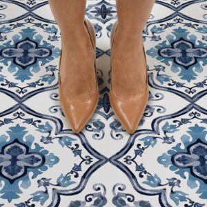 FloorPops FP3932 Marrakesh Peel & Stick Floor Tiles, Blue