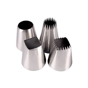 suuker stainless steel extra large round piping tips set, 4 pcs (f02 f06 9ft r22l) for cake cupcake cookie decorating