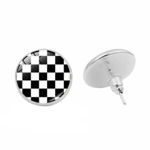 ROSTIVO Black White Checkered Stud Earrings for Women Cute Plaid Earrings