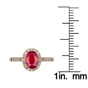 10k Yellow Gold Oval Ruby and Diamond Halo Ring