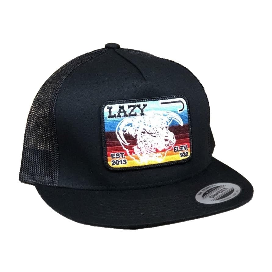 Lazy J Ranch Wear Baseball Cap Western Cowboy Theme Black with Bull