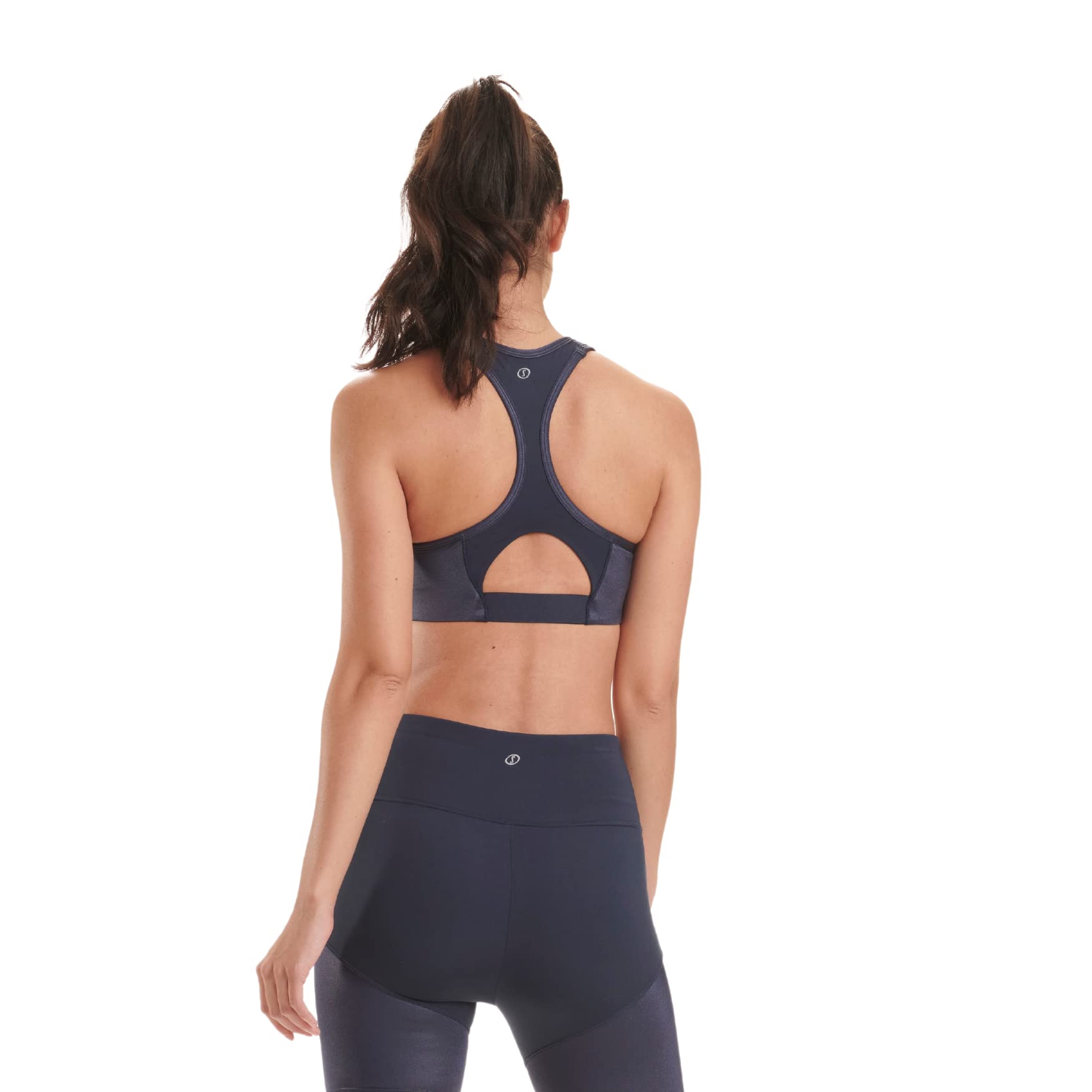 Spalding Women's Active Shine Racerback Sports Bra, Navy Blazer, X-Large