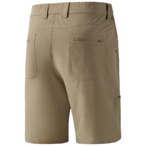 BASSDASH 10.5” Mens Fishing Cargo Shorts Quick Dry UPF 50+ Water Resistant FP01M Khaki