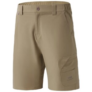 bassdash 10.5” mens fishing cargo shorts quick dry upf 50+ water resistant fp01m khaki