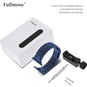 Fullmosa Compatible Apple Watch Bands 41mm 40mm 38mm 49mm 45mm 44mm 42mm, Stainless Steel iWatch Band with Case for Apple Watch Ultra2 Ultra Series 9 8 7 6 5 4 3 2 1 SE SE2, 38mm 40mm 41mm Blue