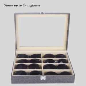 AUTOARK Linen 8 Piece Eyeglasses Storage and Sunglass Glasses Display Case Organizer,Grey,AW-136