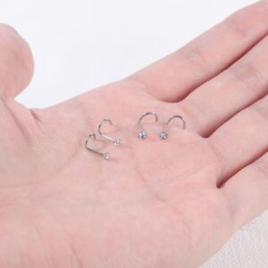 BodyAce 20-24Pcs 20G Nose Rings, Surgical Steel Tiny Nose Rings, CZ Clear Nose Piercing Jewelry, Screw/Bone/L-Shaped Nose Studs for Women (F Set: 20Pcs)