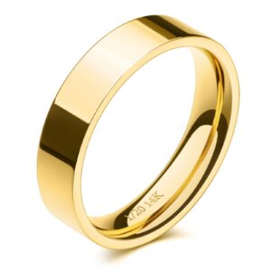 nokmit 5mm 14k gold filled rings for women girls wedding band dainty thick thumb ring couple anniversary engagement gifts non tarnish comfort fit size 4 to 11 (gold,7)