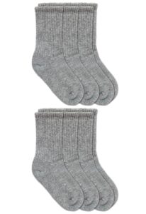 jefferies socks boys little boy s seamless half cushion sport crew socks 6 pair pack grey heather mediu, grey heather, medium us