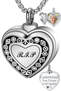 fanery sue customized urns locket for human ashes keepsake,locket necklace for ashes with picture inside cremation jewelry ashes holder for women men (classic heart silver)