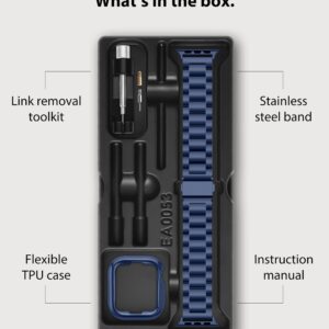 Fullmosa Compatible Apple Watch Bands 41mm 40mm 38mm 49mm 45mm 44mm 42mm, Stainless Steel iWatch Band with Case for Apple Watch Ultra2 Ultra Series 9 8 7 6 5 4 3 2 1 SE SE2, 38mm 40mm 41mm Blue